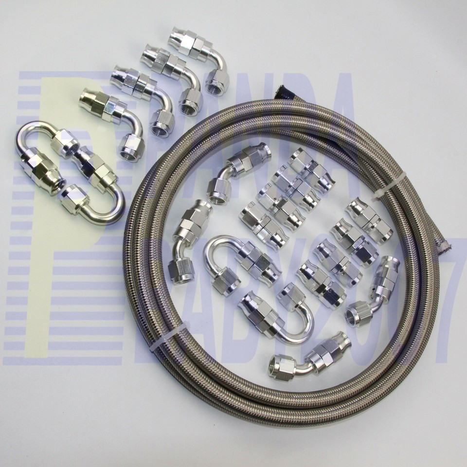 10M OIL GAS LINE E85 PTFE PTEF AN6 6AN -6 06 TEFLON STEEL HOSE END ...