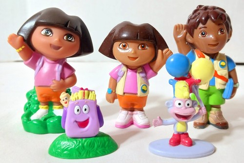 5 Dora The Explorer PVC Figures Mattel Viacom 3" Arm Raised DIEGO ...