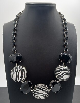 Zebra Chunky Rhinestone Lucite Necklace | eBay
