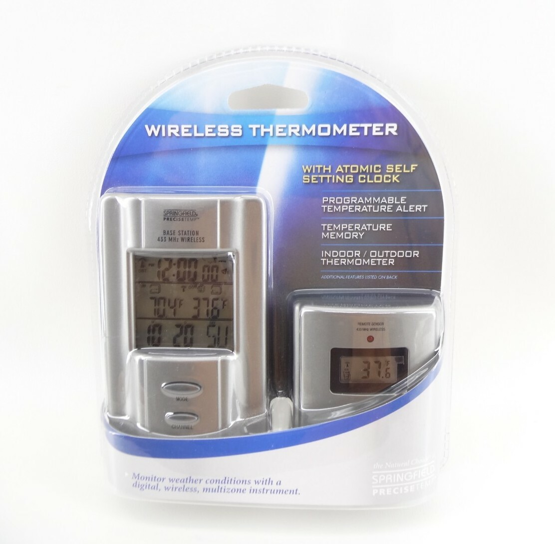Springfield Wireless Digital Outdoor Thermometer Self Setting Clock ...