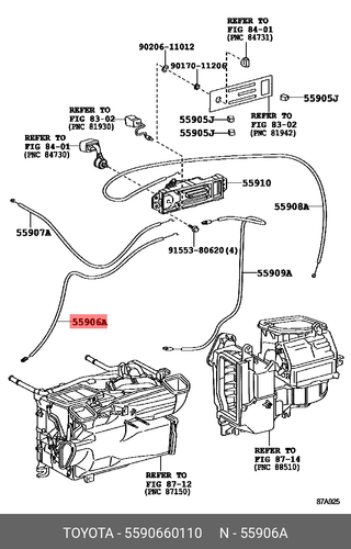 OE cable sub-assy, defroster damper control, 5590660110 for TOYOTA ...