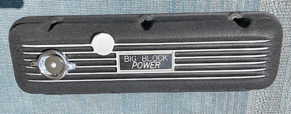 VALVE COVER, SINGLE Chevy BBC, finned alum. OG,DISPLAY, MAN CAVE WALL ...
