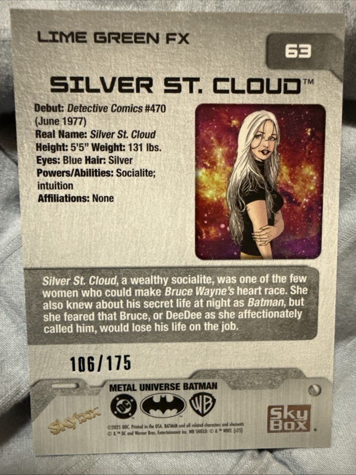 2025 UD Skybox Metal Universe Batman #63 Silver St. Cloud Lime Green FX ...