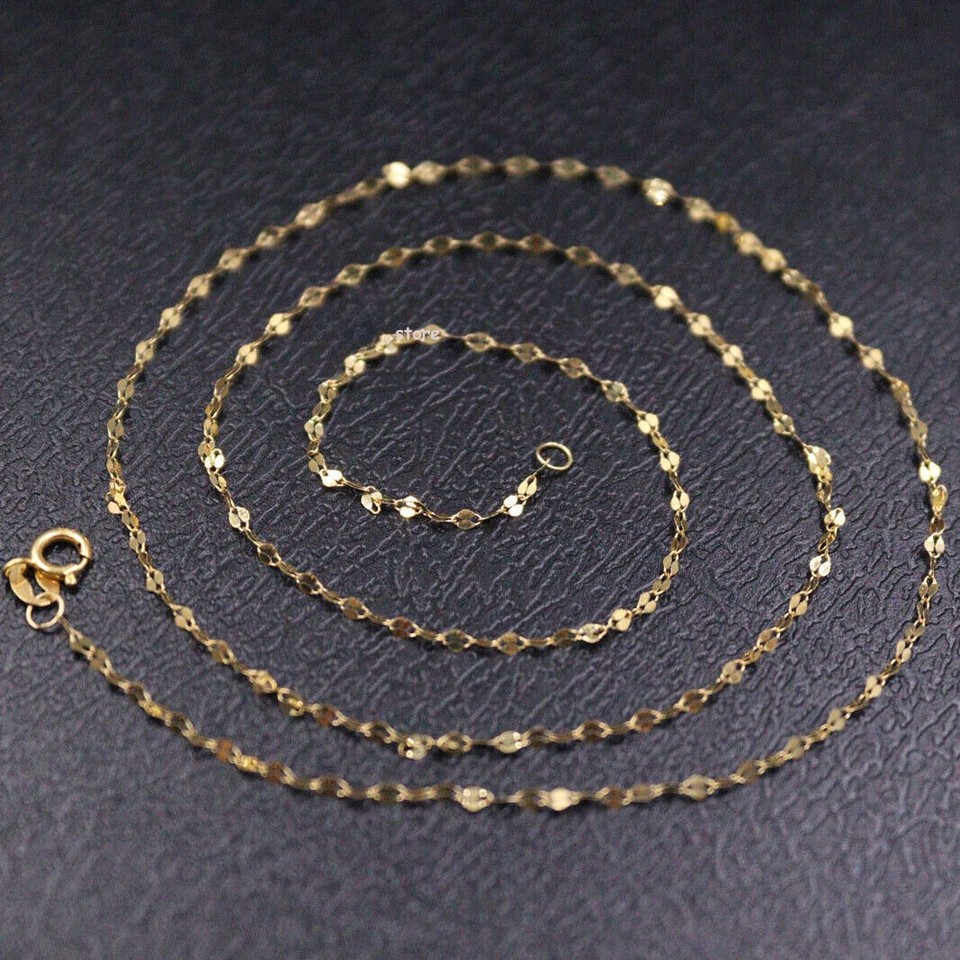 AU750 Solid 18K Gold Kiss Lip Chain Necklace Fine Gold Jewelry 18 inch ...
