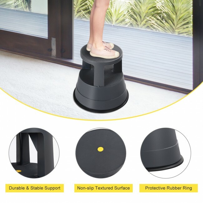 Kick Stool Rolling Step Stool W/Non-Slip Rubber Platform 330LBS ...