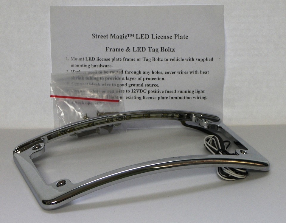 Curved LED Motorcycle License Plate Frame in Chrome Finish from Custom ...