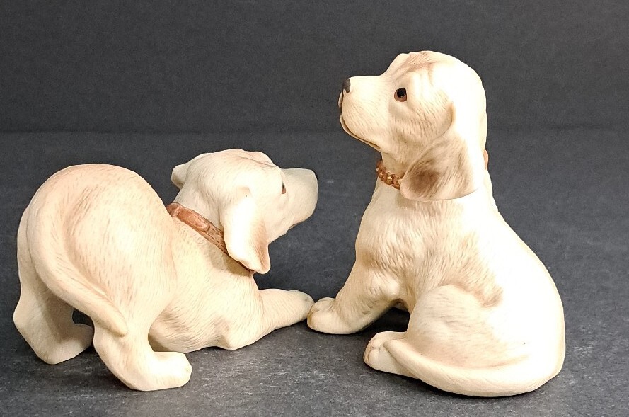 Vintage Homco Yellow Lab Figurines Puppy Dogs set of 2 Porcelain 3.5 in ...