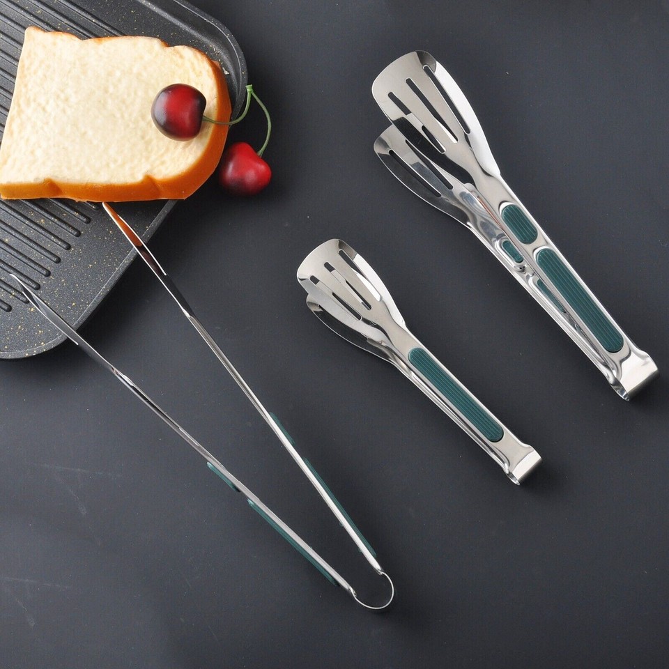 Stainless Steel Steak Clamp Food Bread Meat BBQ Clip Tongs Kitchen ...
