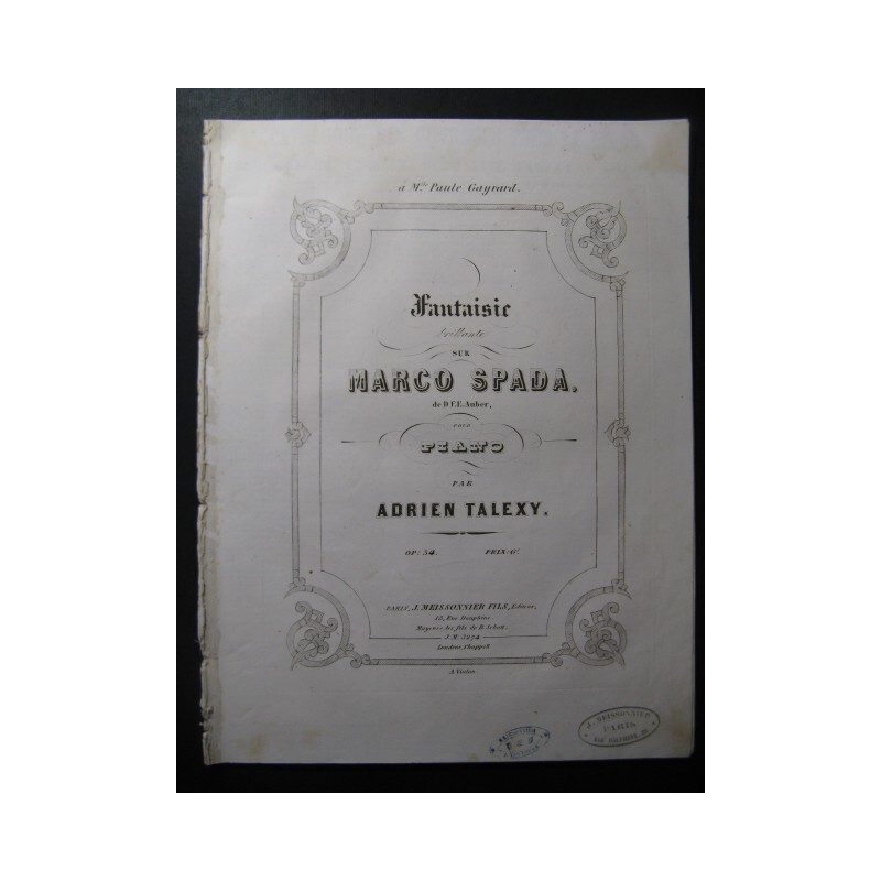 Talexy Adrien Fancy Marco Spada Auber Piano 1853 | eBay