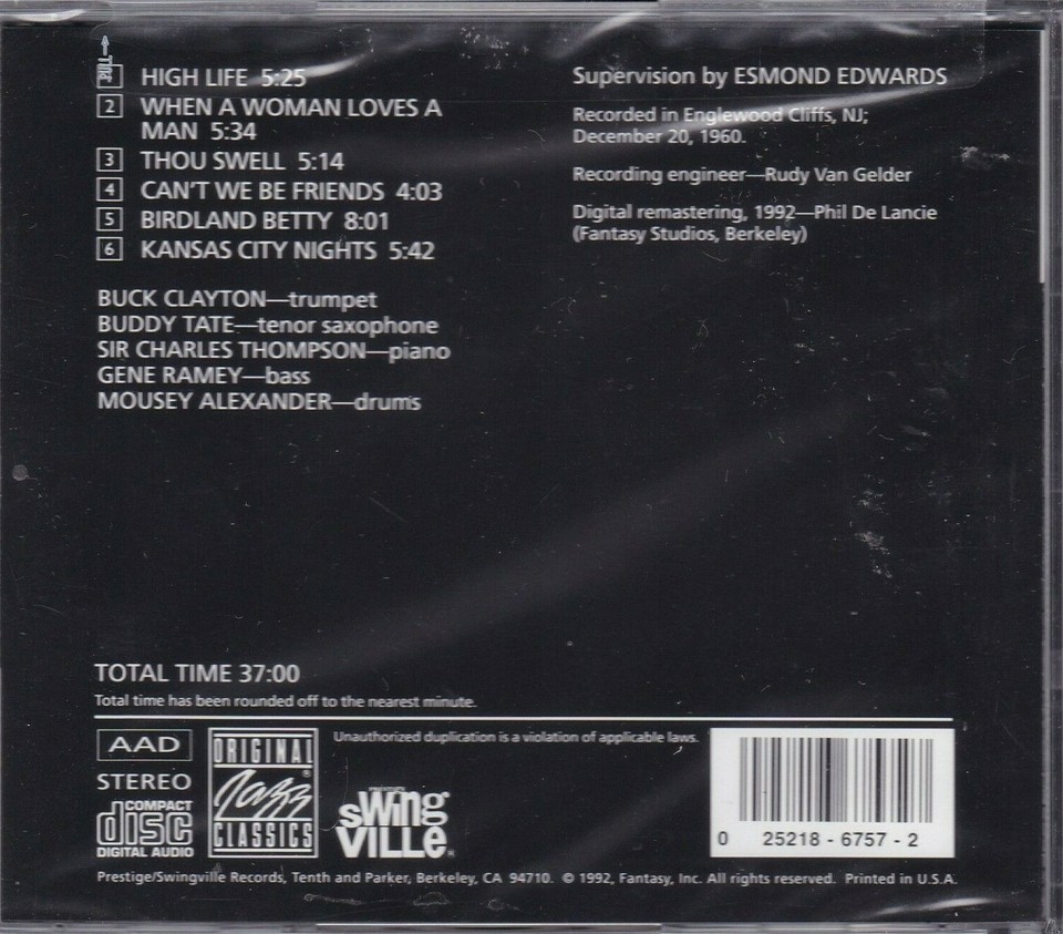 Buck & Buddy by Buck Clayton & Buddy Tate (CD, 1996, Original Jazz ...