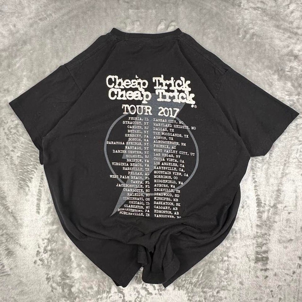 Cheap Trick 2017 Tour Black Lighting Bolt Rock Music Graphic Band T ...