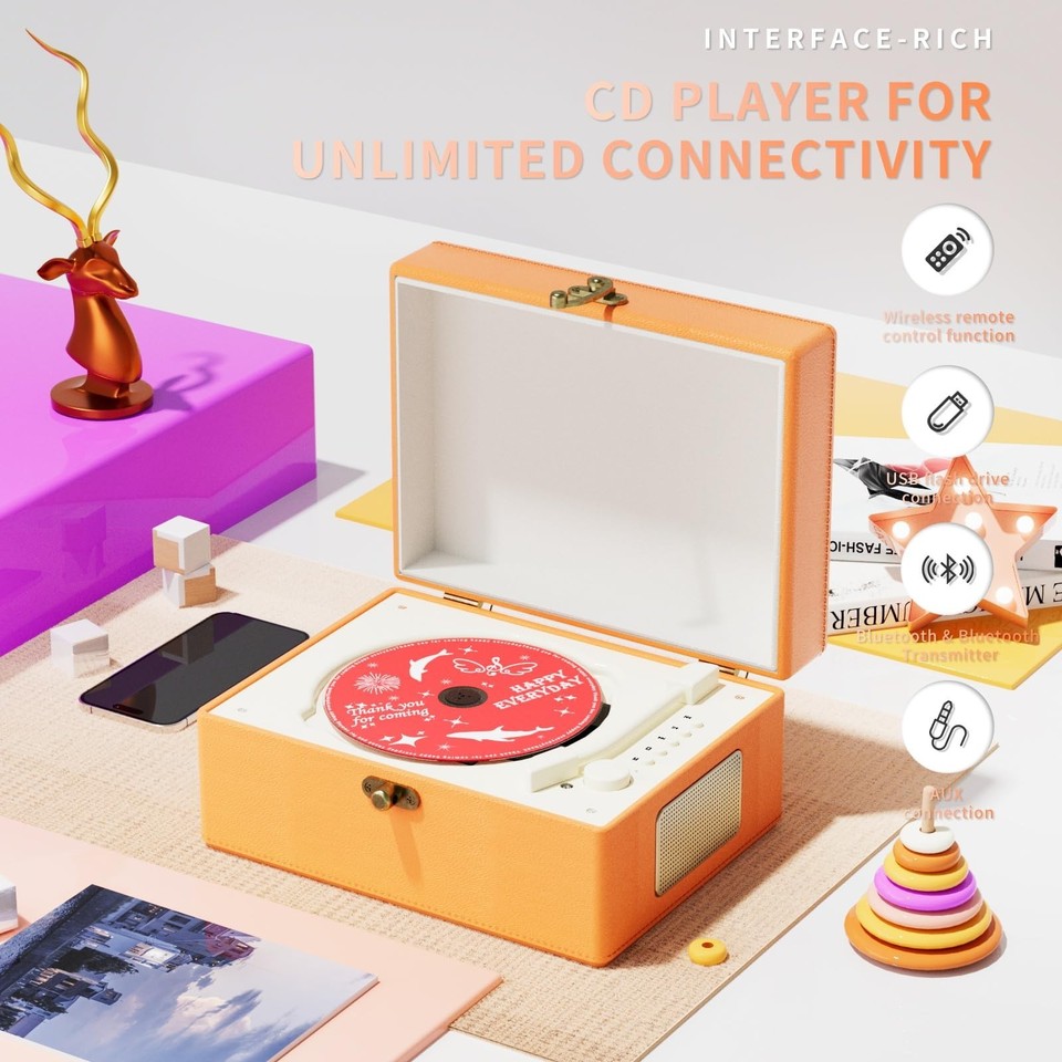 Time Music Box CD Player with Speakers; Bluetooth Transmitter; Festival ...