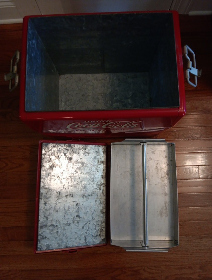 Vintage Coca Cola Metal Cavalier Cooler with Lid Bottle Opener 1950s ...