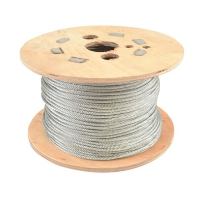 GALVANIZED STEEL WIRE ROPE ON WOODEN SPOOL 4MM X 100MTR | eBay UK