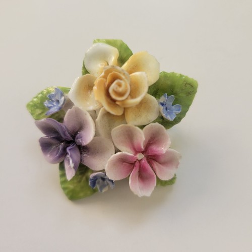 Antique Brooch Pin Bone China Porcelain Rose Cluster Made In England ...