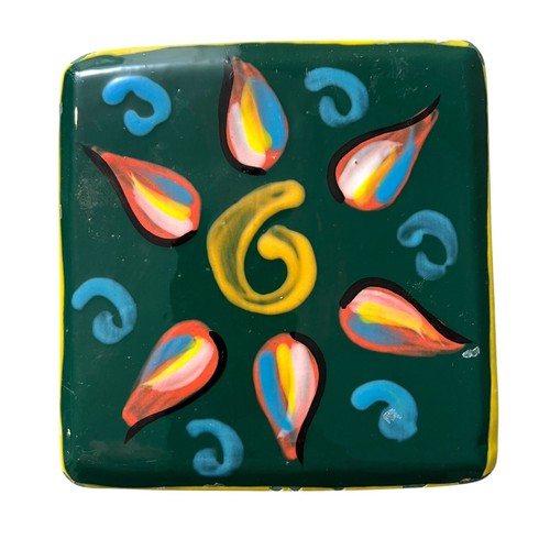 Handmade Ceramic Tile Trivet Art Jamaica Rasta Design Wall Decor 4 1/4 ...