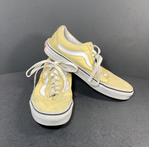 Vans OLD SKOOL Pale Yellow Canvas Suede Lace Up Low Top Shoe Mens 6.5 ...