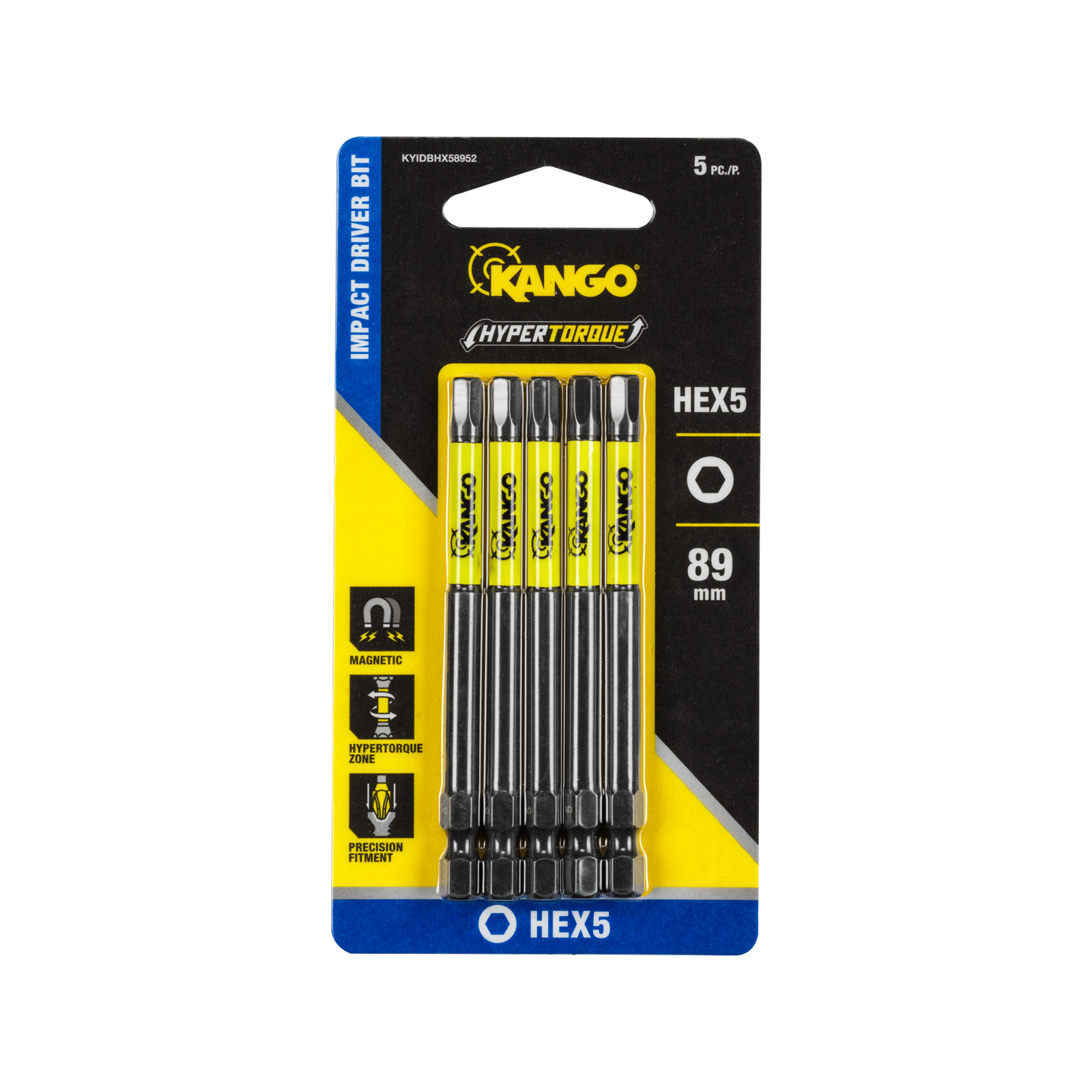 Kango Hypertorque 89mm HEX5 Impact Driver Bit - 5 Pack Power Tools ...