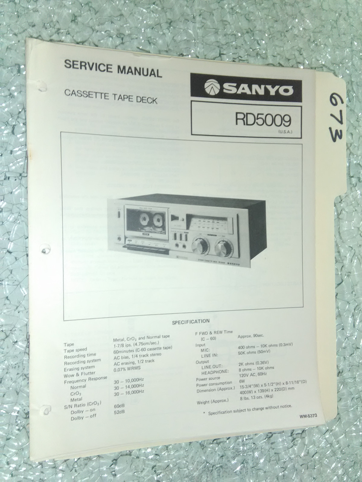 Sanyo rd-5009 service manual original repair book stereo tape deck ...