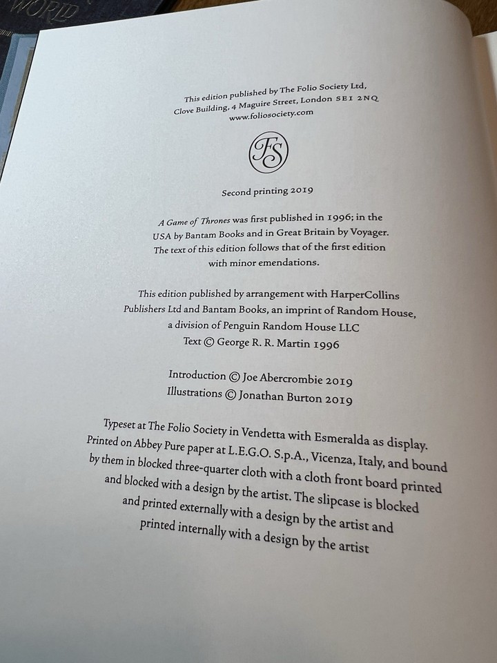 Folio Society Game Of Thrones First Three Books. A GOT, CoK, SoS. Good ...
