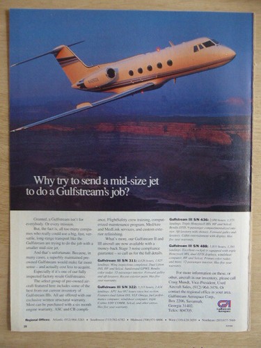 7/1992 PUB GULFSTREAM AEROSPACE GULFSTREAM III BUSINESS AIRCRAFT ...
