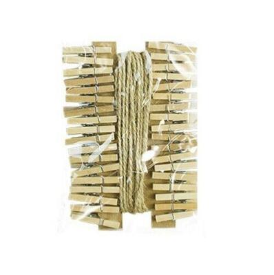 36 Mini Wooden Pegs with 2M Of String Photos Notes Cards Craft Micro UK ...
