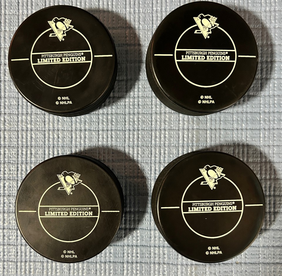 Pittsburgh Penguins Lemieux Foundation Charity Game 4 Puck Set Crosby ...