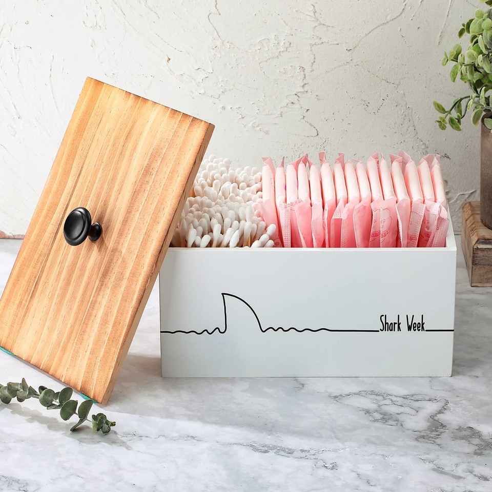 Wood Tampon Holder For Bathroom Farmhouse Pad And Tampon Organizer For ...