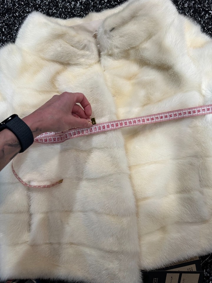 BOMBER MINK REAL FUR WEDDING coat Jacket CREAM color size M women ...