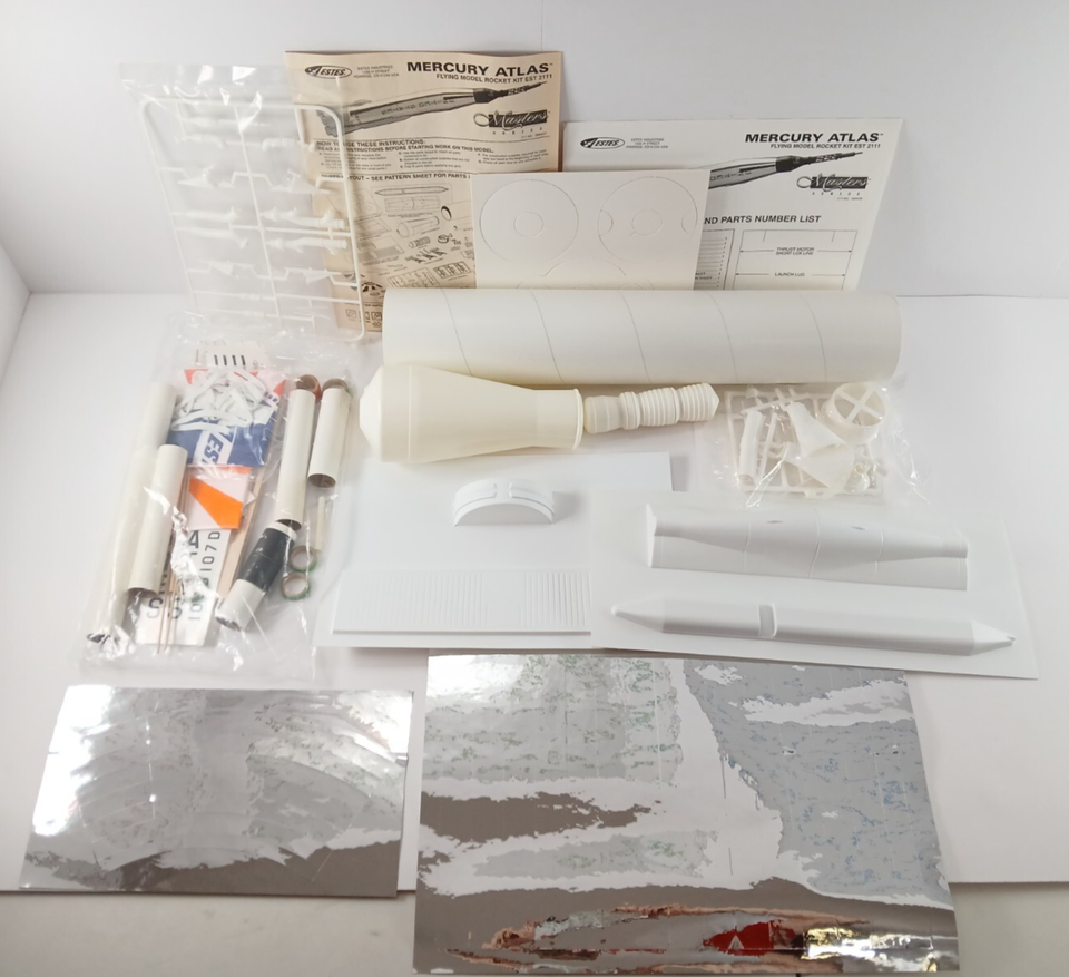 Vintage ESTES Master Series MERCURY ATLAS Flying Model Rocket Kit #2111 ...