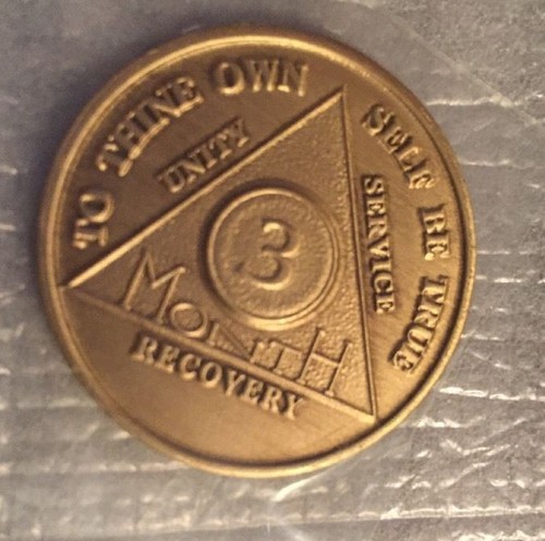 Alcoholics Anonymous 3 Month 90 Days Coin Chip Medallion Medal Token AA ...
