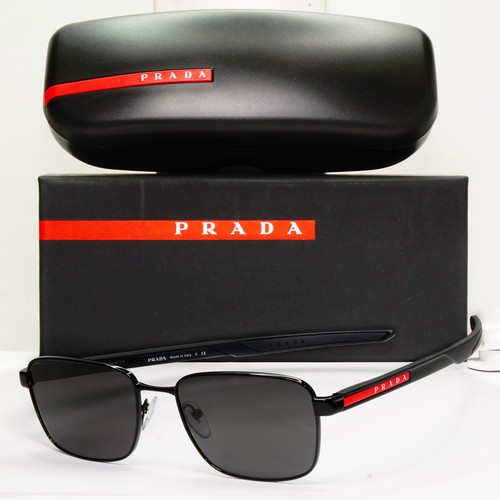 Prada Sunglasses Black Square Metal Red Stripe PS54OV VPS 54O 1AB-1O1 ...