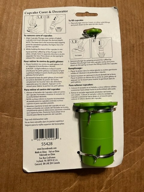 NEW-IN-PACKAGE - FOX RUN CUPCAKE CORER (FOR ICING/ICE CREAM/ FILLINGS ...