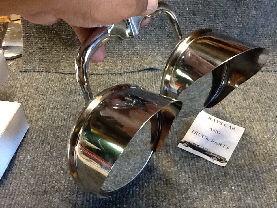 Vintage Style Peep Mirrors with Removable Visors | Chrome | Side View ...