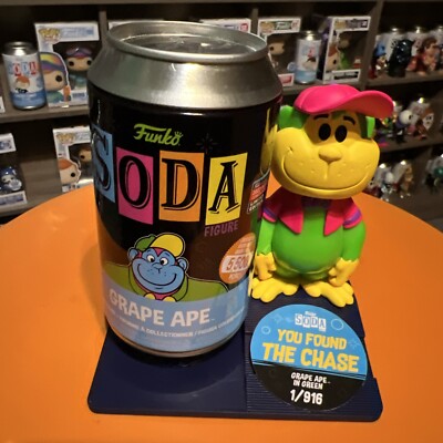 GRAPE APE Funko Soda CHASE 1/916 In Green BLACK LIGHT NYCC 2022 Hanna ...