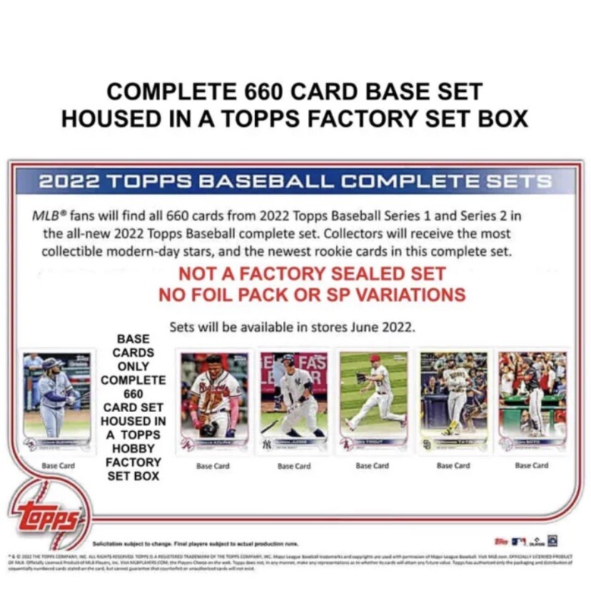 2022 TOPPS BASEBALL COMPLETE 660 CARD SET HOUSED IN TOPPS FACTORY BOX ...
