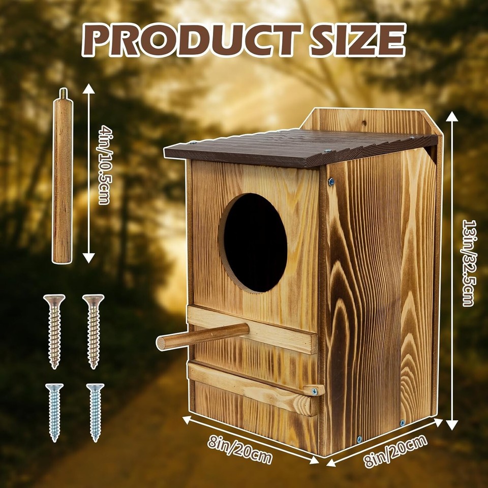 Owl House-Wooden Owl Box Owl Houses for Outdoors Suitable for Barn Owl ...