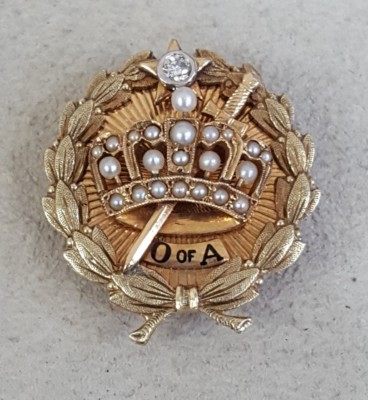 Order of Amaranth 1950 Pin / Pendant 76th Court .06ct Diamond, Pearl ...
