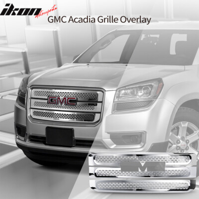 Fits 13-16 GMC Acadia Tape On Grille Overlay 3 Bar Front Grill Cover ...