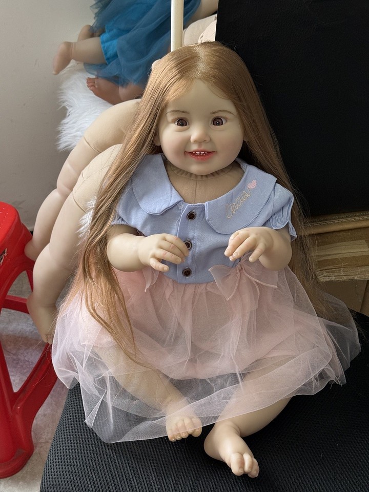 Cammi 28'' Reborn Baby Doll Finished Toddler Smile Girl Cloth Body Hair ...