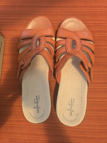 Clark Woman Slide Sandles Rust Leather Ultimate Comfort Size 10M Loomis ...