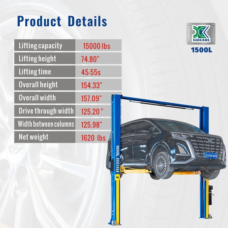 XK 2 Post Car Lift 1500L Auto Truck Hoist 15000 lb Heavy Duty Overhead ...