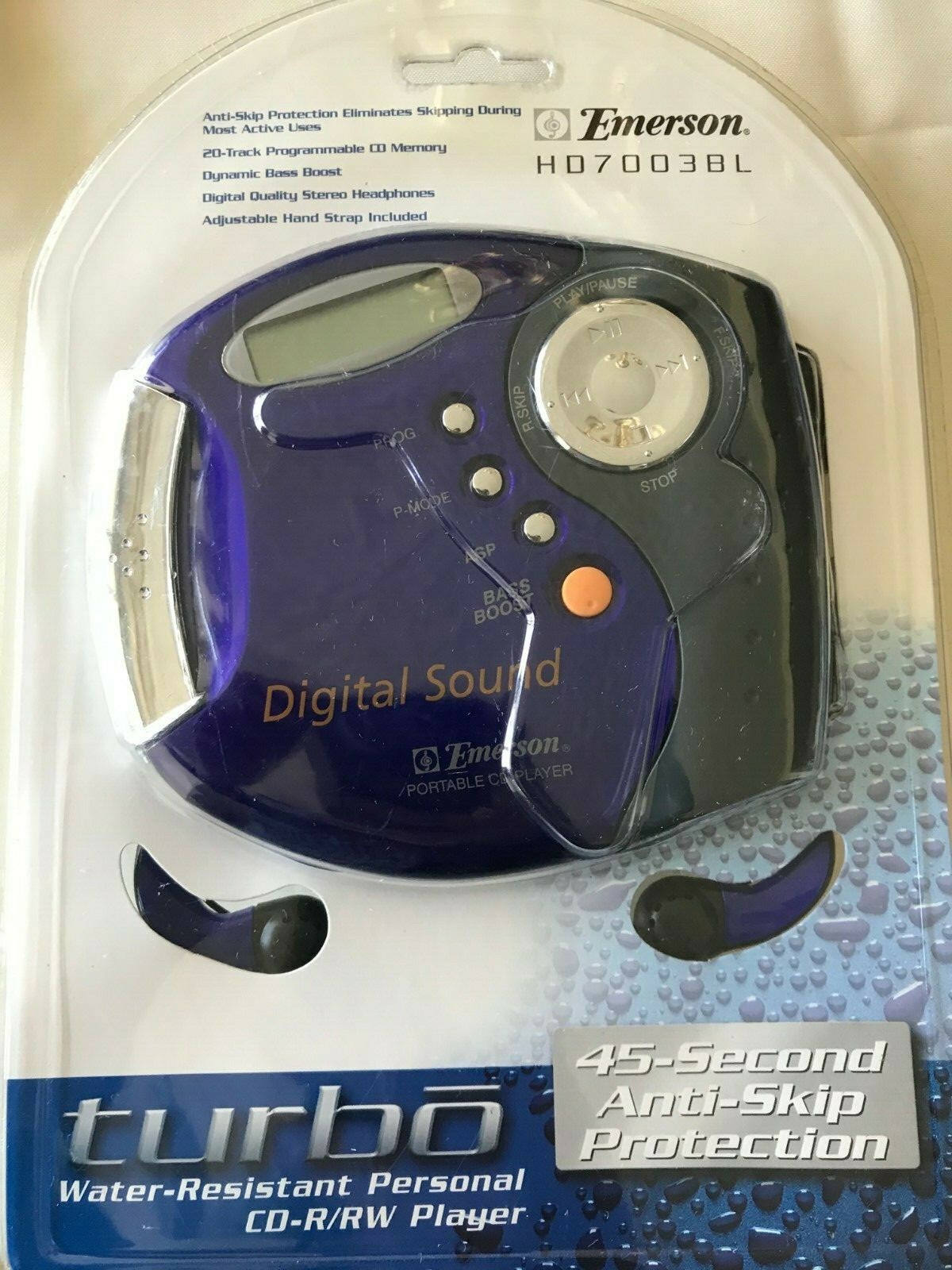 Emerson HD7003BL Digital Sound Water-Resistant Portable CD Player (NEW ...