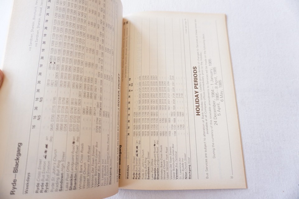 1984 1987 Southern Vectis Isle of Wight Bus & Railway Timetable Ventnor ...