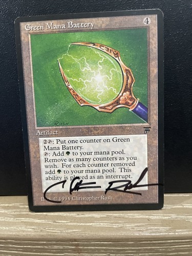 Green Mana Battery Legends Regular Signed by Christopher Rush NM MTG ...