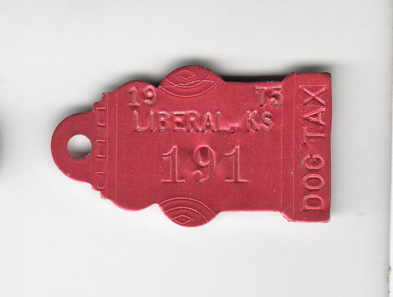 1975 LIBERAL KANSAS DOG TAX LICENSE TAG #191 | eBay