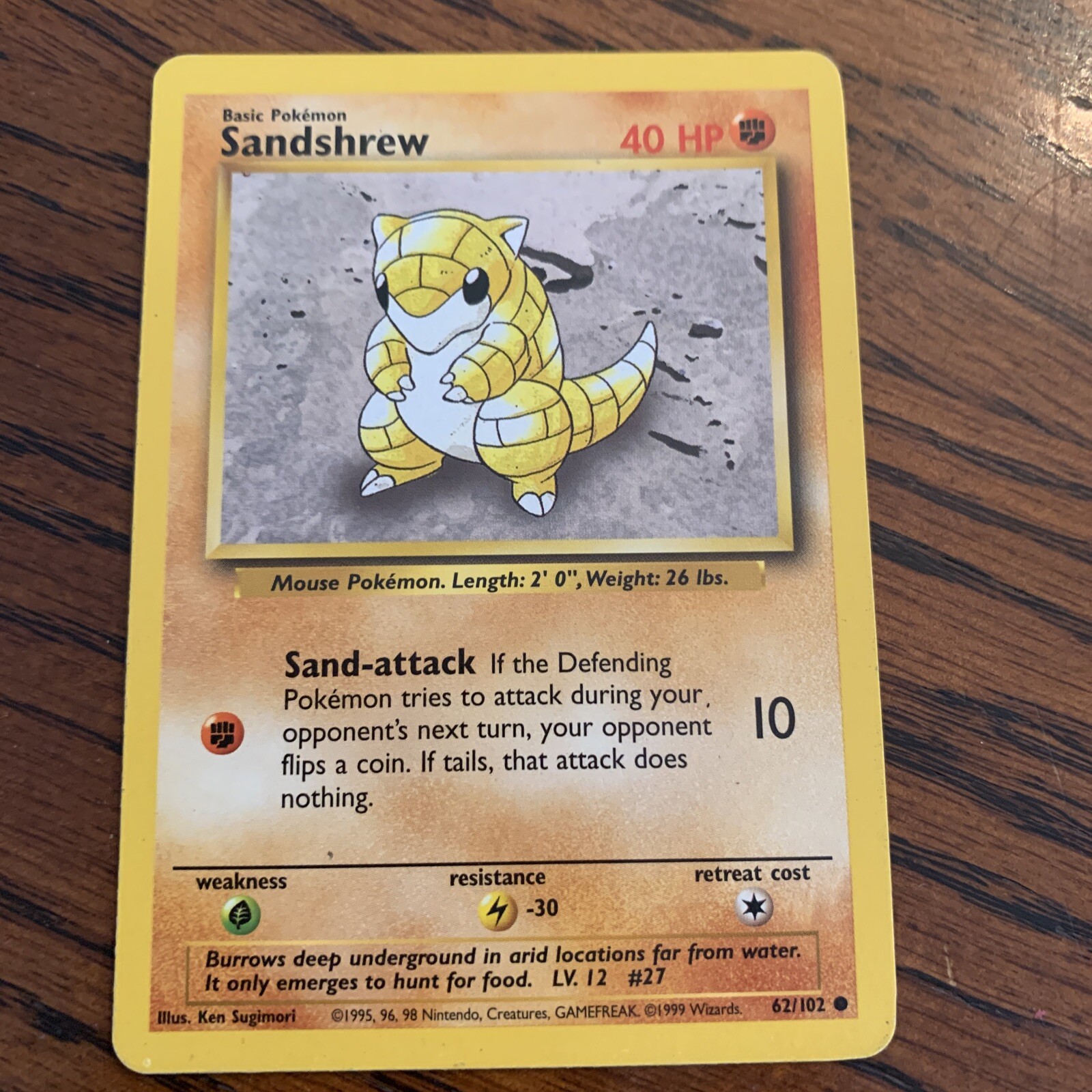 Pokémon TCG Sandshrew Base Set 62/102 Regular Unlimited Common | eBay