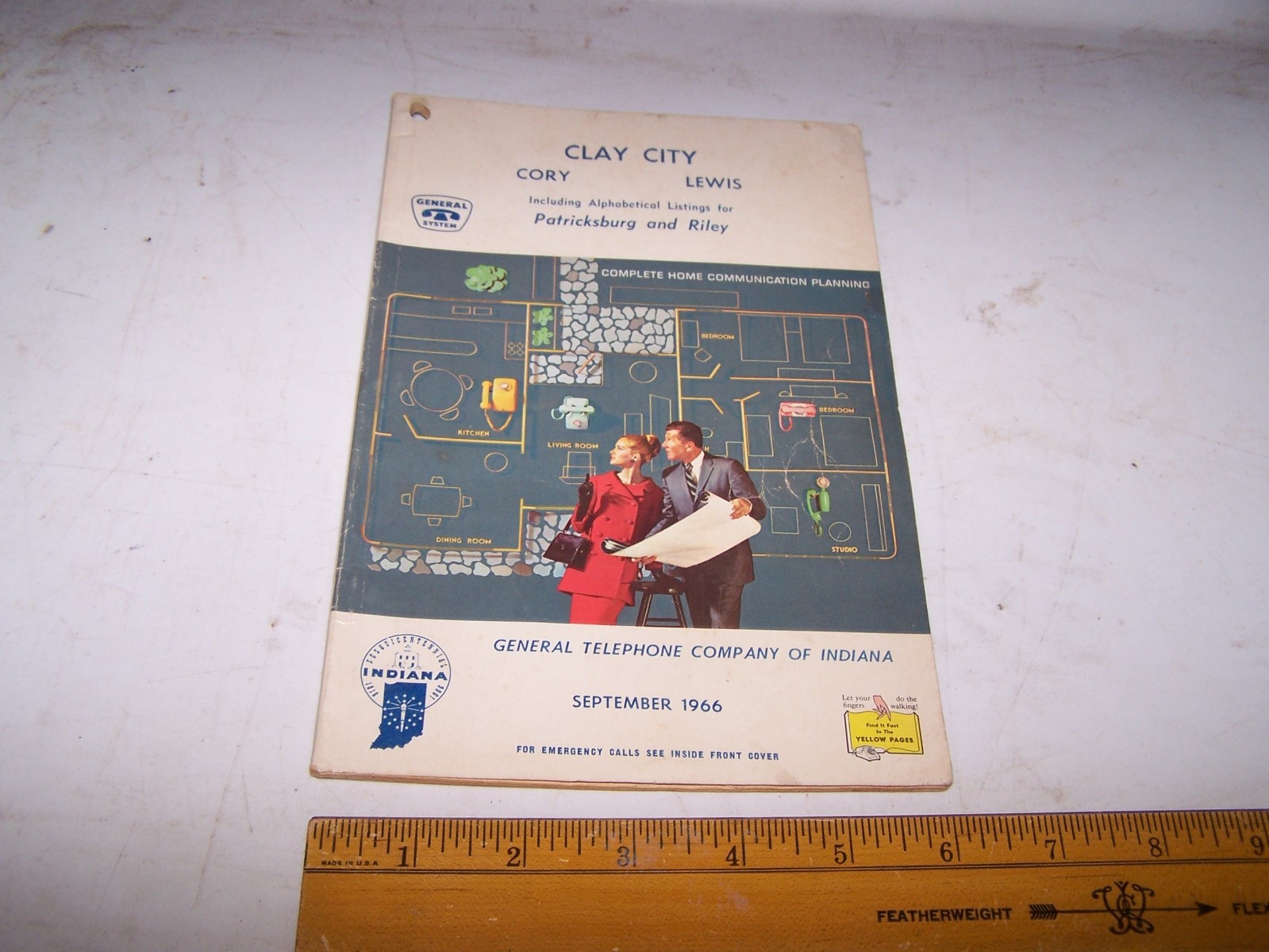 1966 CLAY CITY LEWIS RILEY CORY PATRICKSBURG INDIANA Telephone Book w ...