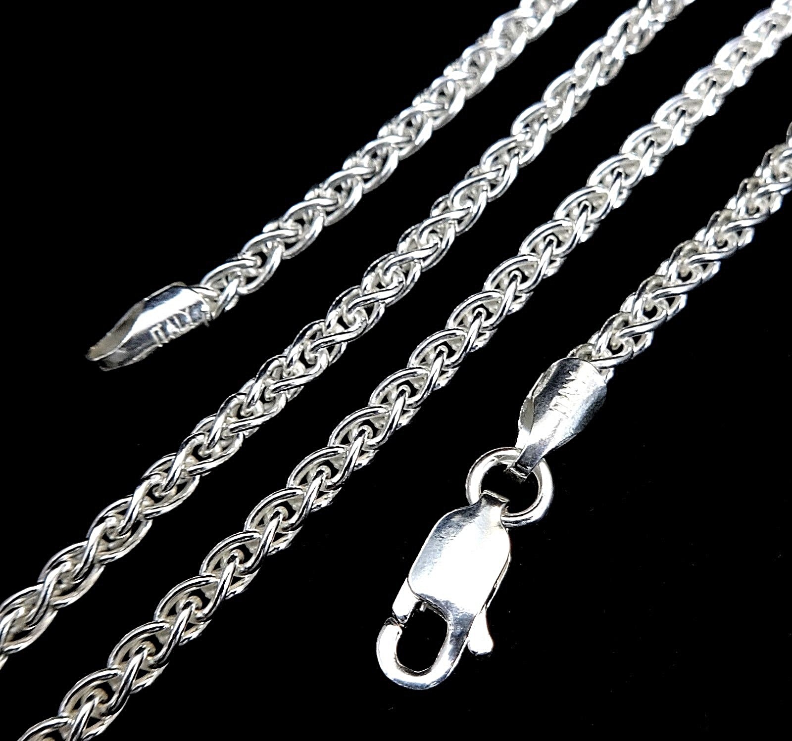 2.5MM Solid 925 Sterling Silver Italian SPIGA/WHEAT Rope CHAIN Necklace ...
