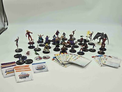 Marvel Hero Clix Mixed lot of 39 Wargaming Heroclix plus cards see ...